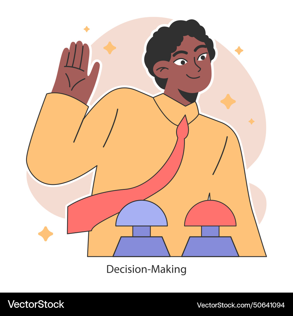 Decision-making confident man pushing a button Vector Image