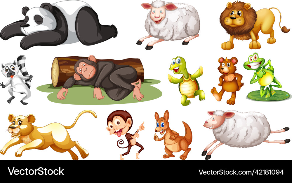 Different wild animals on white background Vector Image