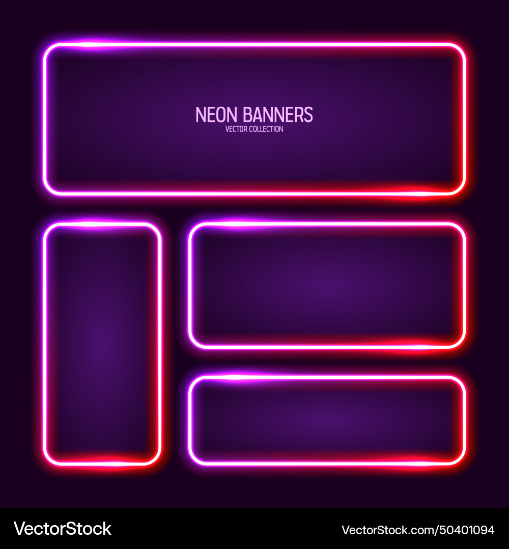 Glowing neon banners illuminated colorful square Vector Image