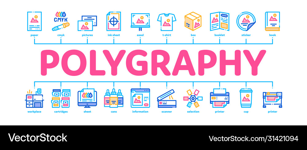 Polygraphy printing service minimal infographic Vector Image