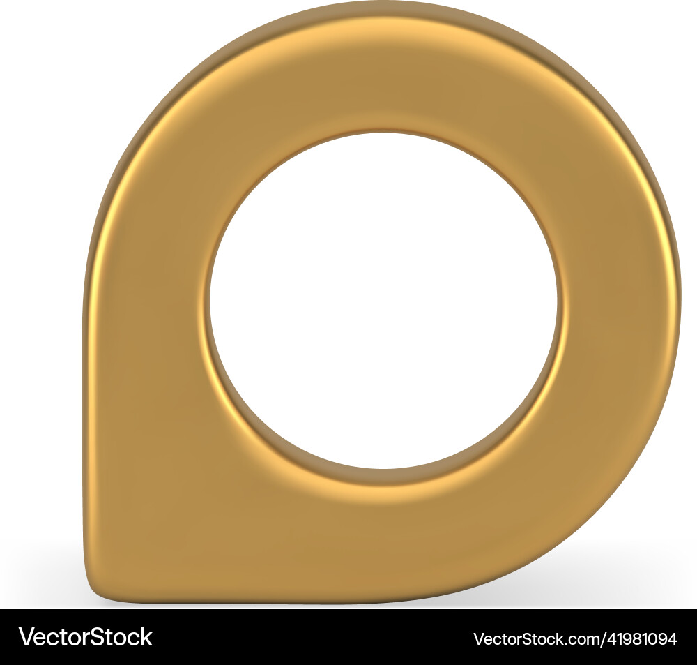 Realistic 3d icon metallic golden map pin Vector Image