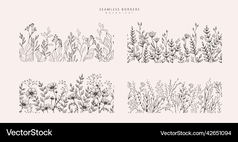 Seamless botanical background or border Royalty Free Vector
