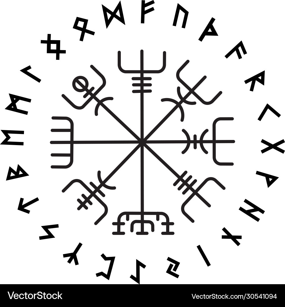 Vegvisir Magic Rune Compass Royalty Free Vector Image