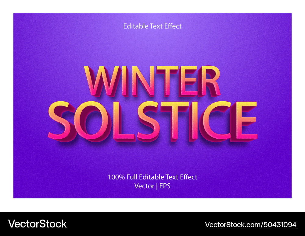 Winter solstice editable text effect embossed Vector Image