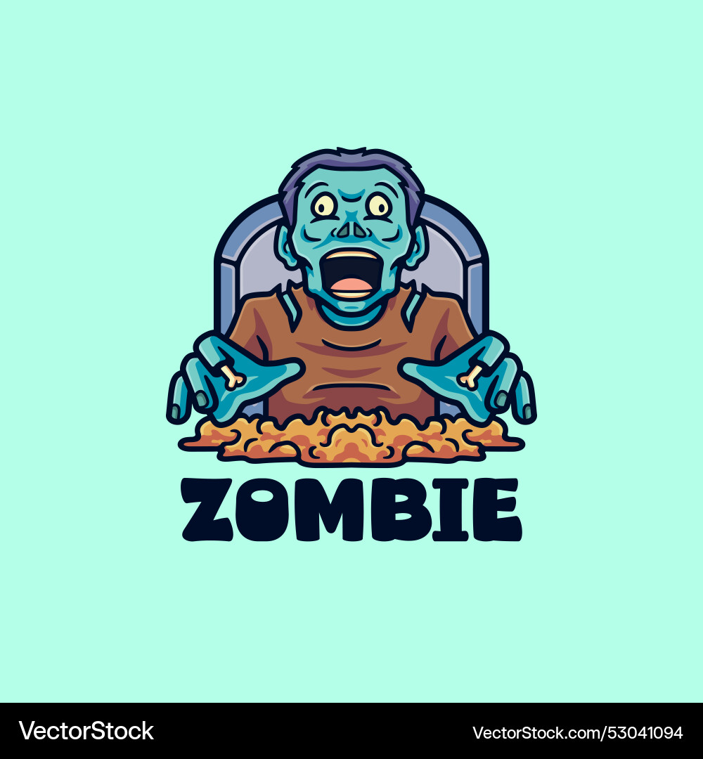 Zombie cartoon mascot character logo design Vector Image