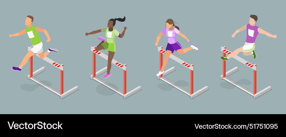 3d isometric flat of running Royalty Free Vector Image