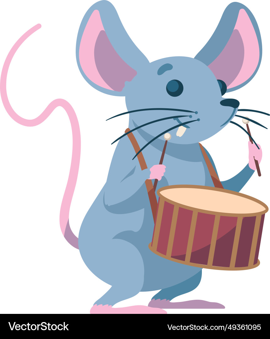 Animal playing instrument mouse with drum Vector Image