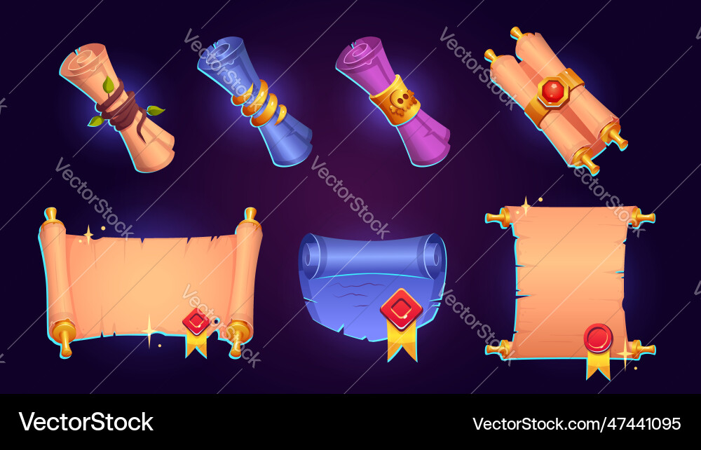Cartoon set of ancient parchment scrolls Vector Image