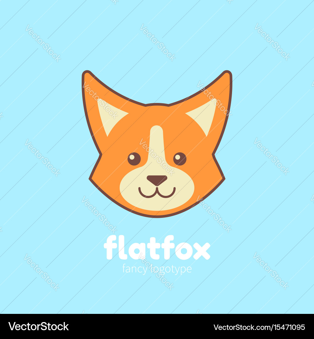 Cute cartoon flat fox Royalty Free Vector Image