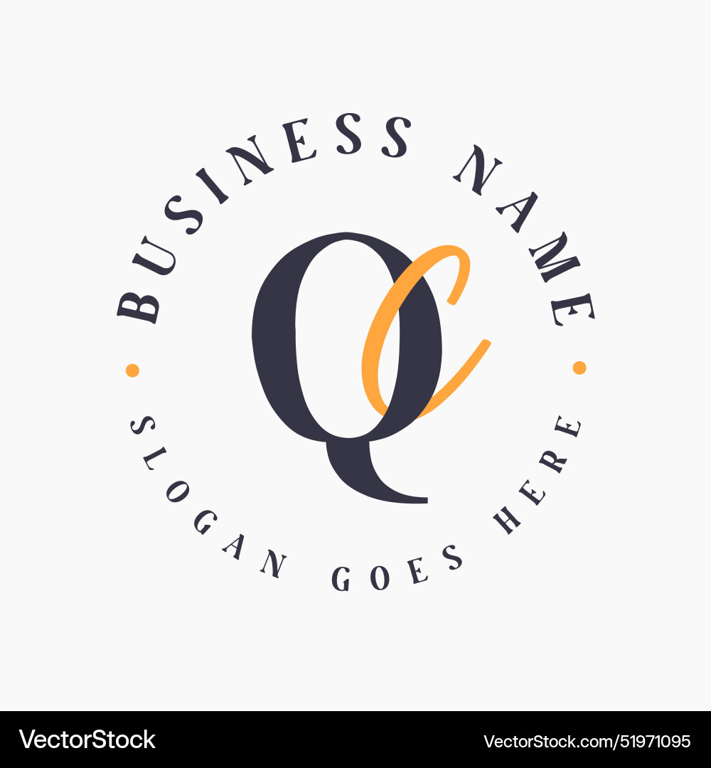 Elegant letter qc initials logo for corporate Vector Image