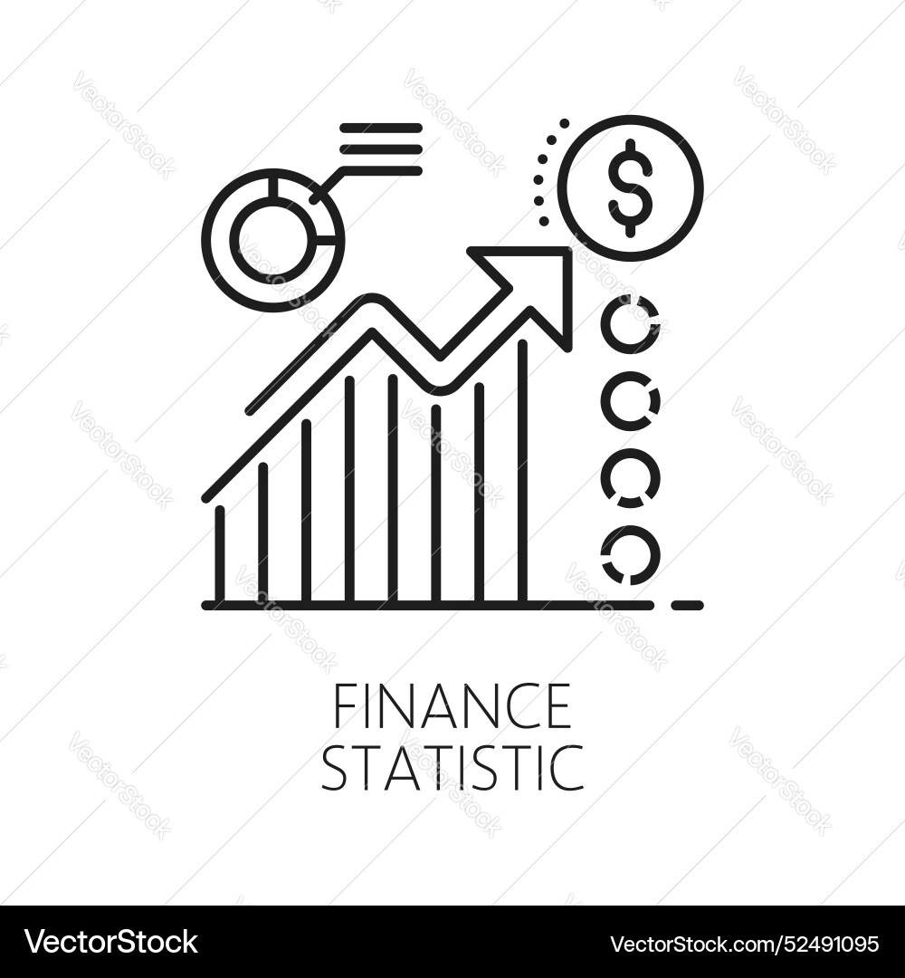 Finance statistic line icon monochrome sign Vector Image