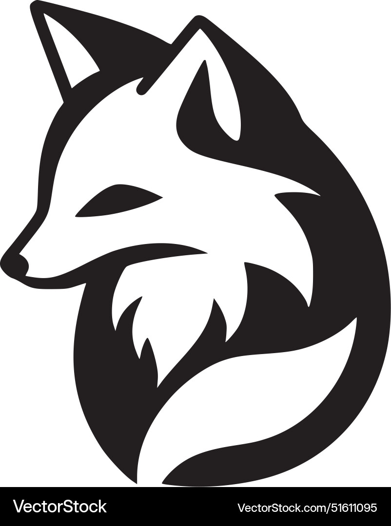 Fox - black and white Royalty Free Vector Image