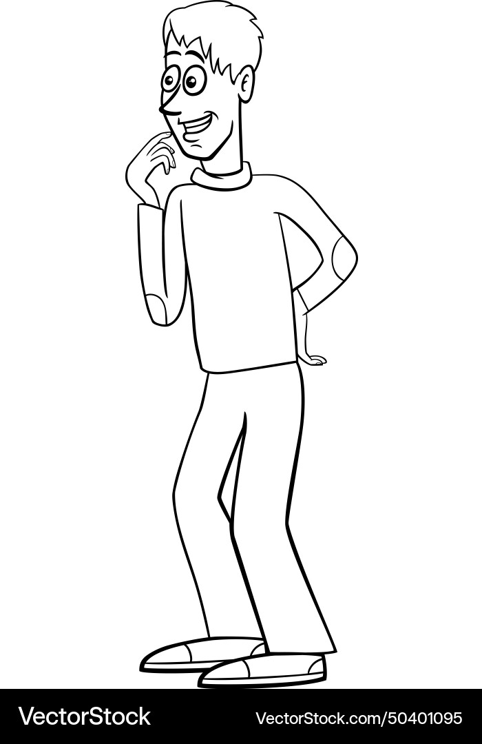 Funny cartoon young man comic character coloring Vector Image