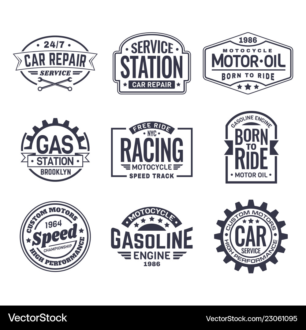 Gas Station & Auto Repair Logos Royalty Free Vector