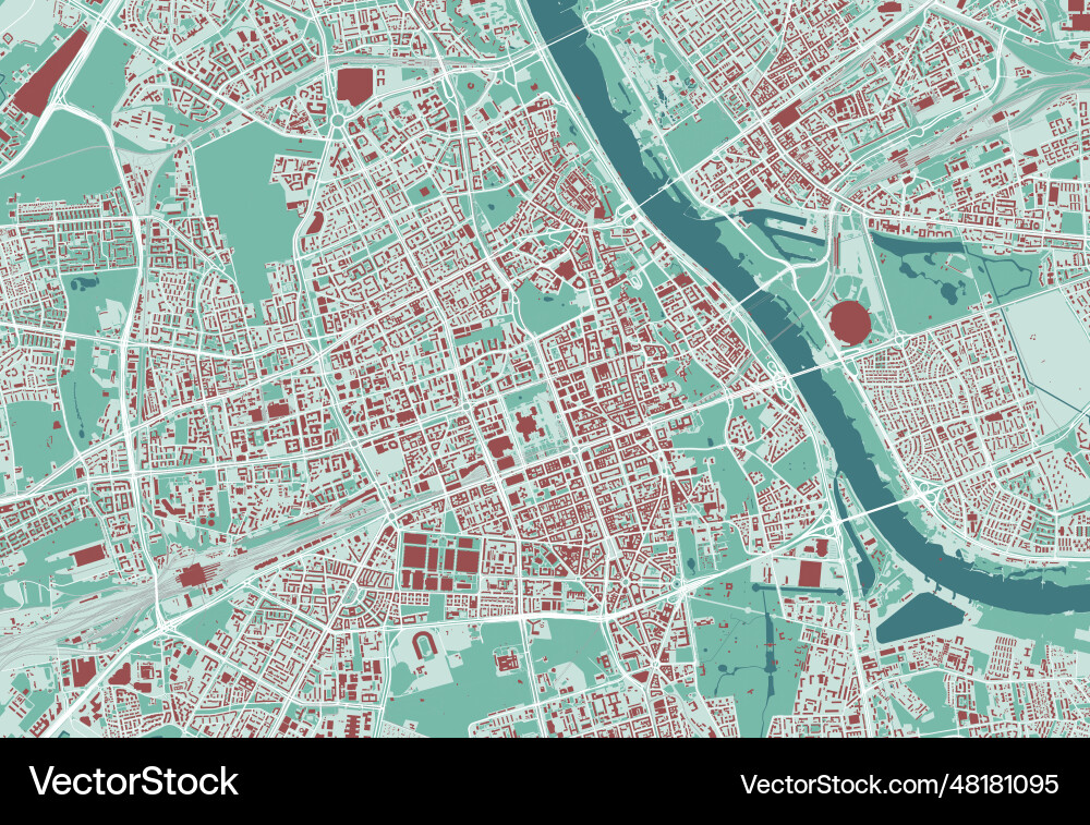 Large warsaw map Royalty Free Vector Image - VectorStock
