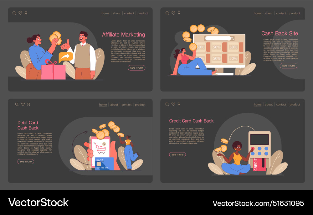 Loyalty program web banner or landing page dark Vector Image