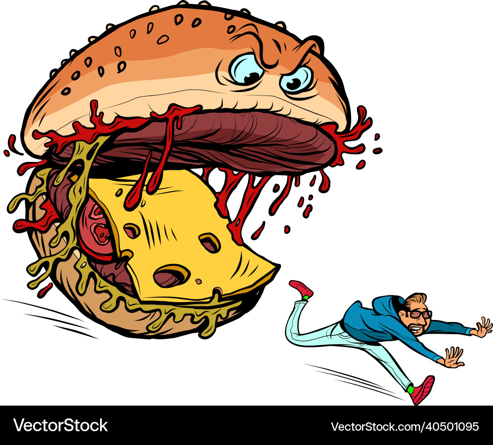 Monster Eats Human - Fast Food Horror Royalty Free Vector