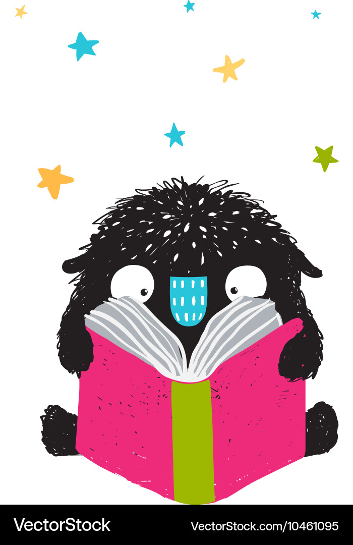 Monster reading book cartoon for kids Royalty Free Vector
