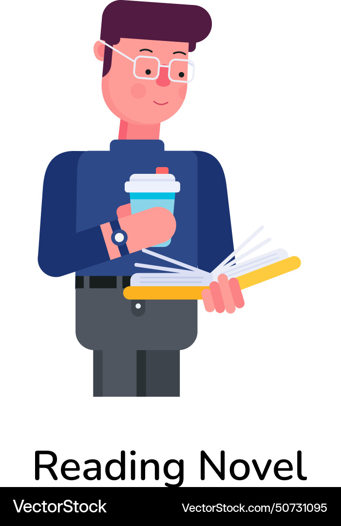 Reading novel Royalty Free Vector Image - VectorStock