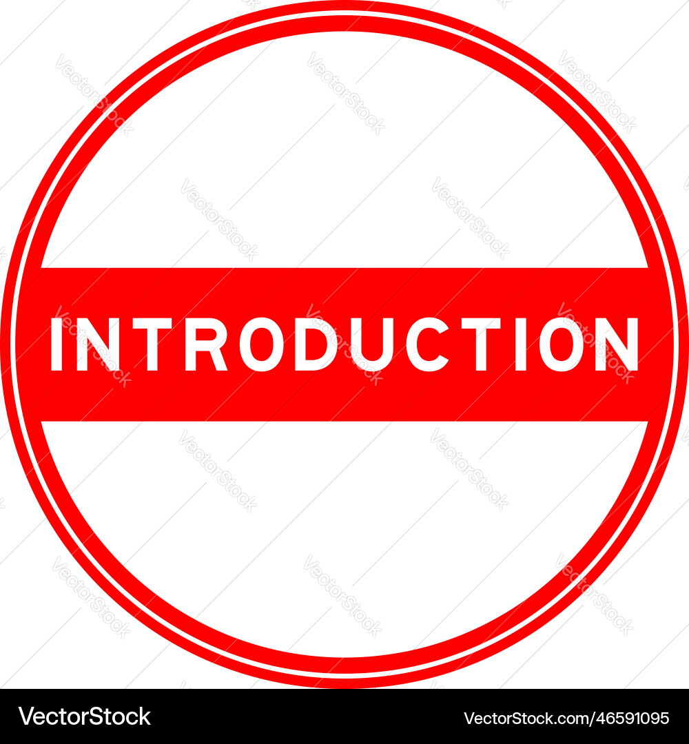 Red color round seal sticker in word introduction Vector Image