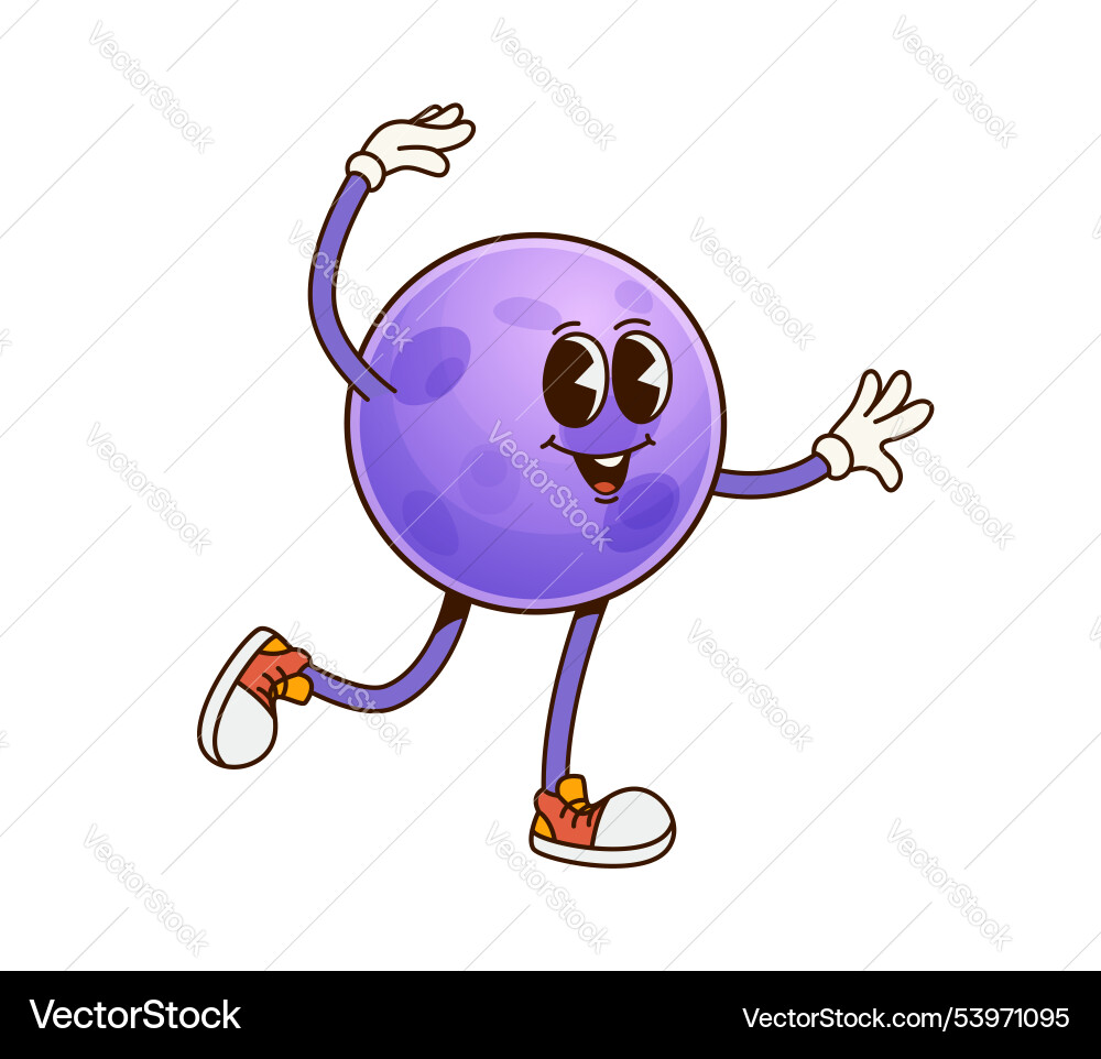 Solar system groovy purple planet space character Vector Image