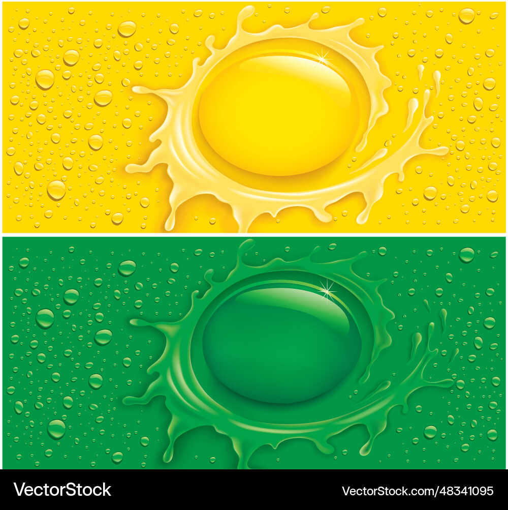 Yellow and green water drops background Royalty Free Vector