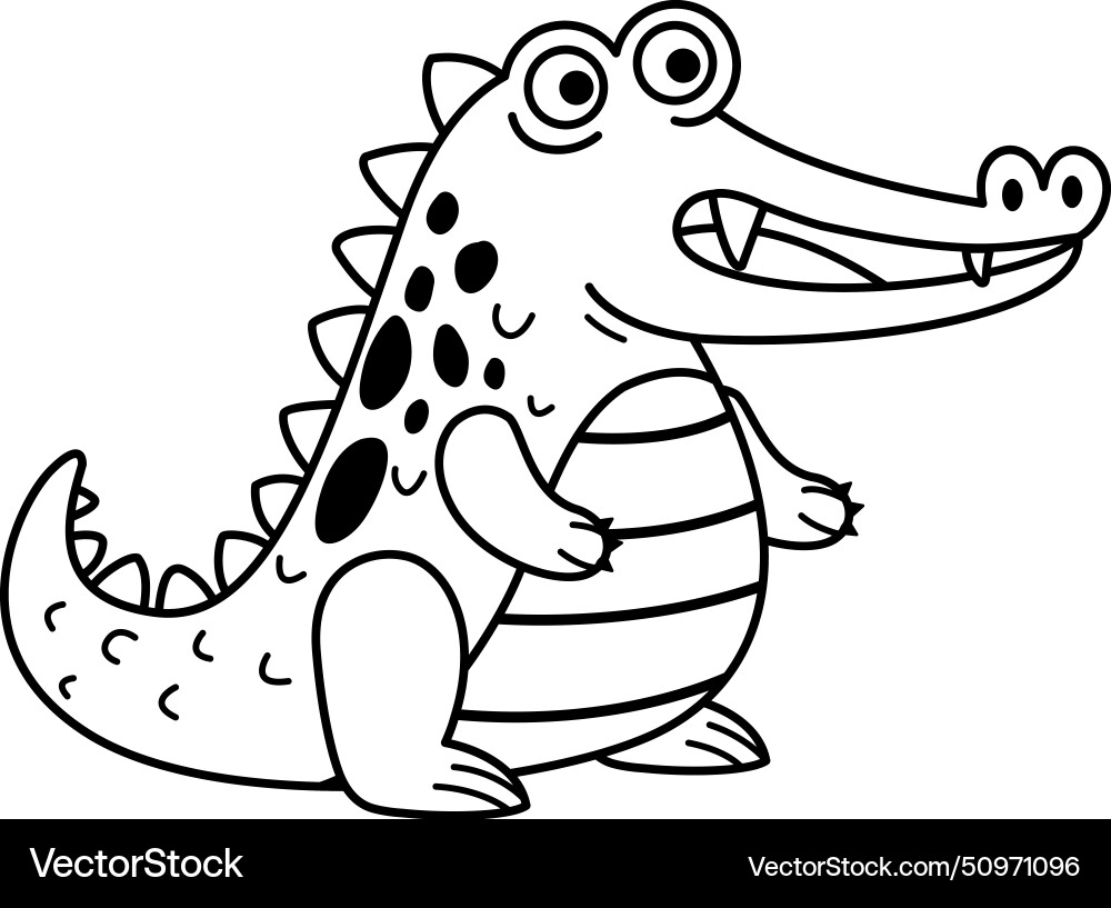 Colorful alligator outline white on background Vector Image