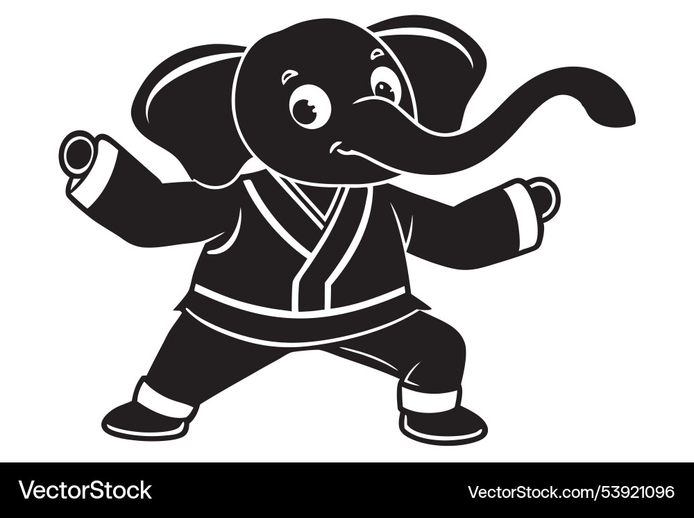 Cute elephant peanut practicing karate cartoon Vector Image