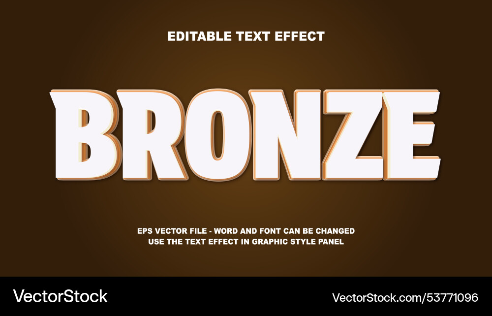 Editable text effect bronze 3d template Royalty Free Vector