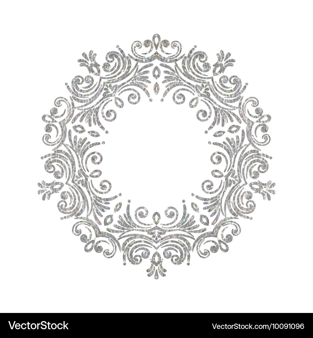 Elegant luxury vintage circle silver floral frame Vector Image