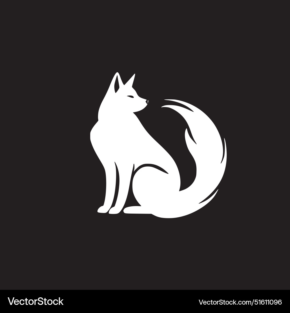 Fox - black and white Royalty Free Vector Image