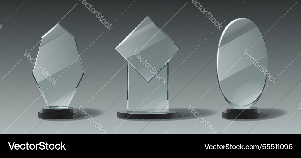 Glass trophy set with different shapes Royalty Free Vector