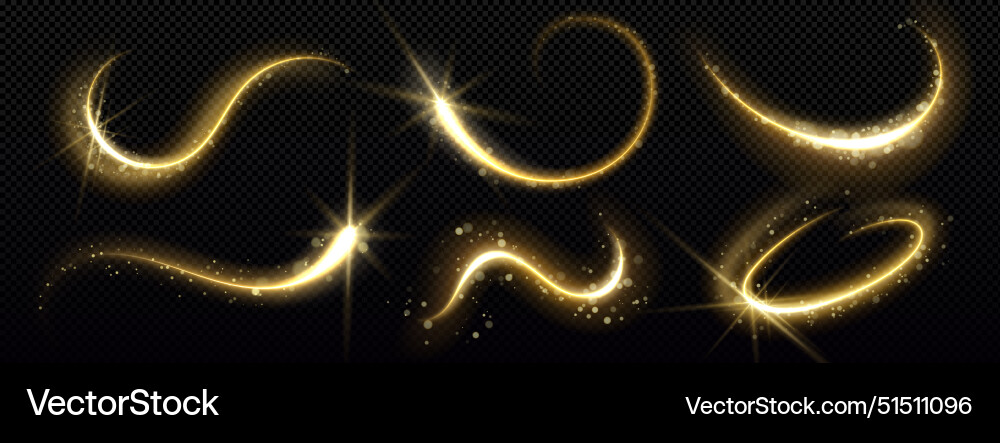 Gold magic star trail with glitter and light dust Vector Image