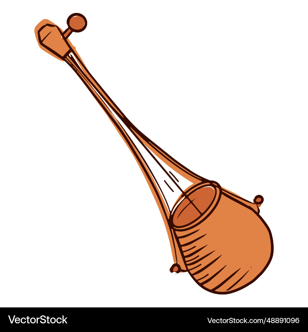 Indian musical instrument ektar hand drawn Vector Image