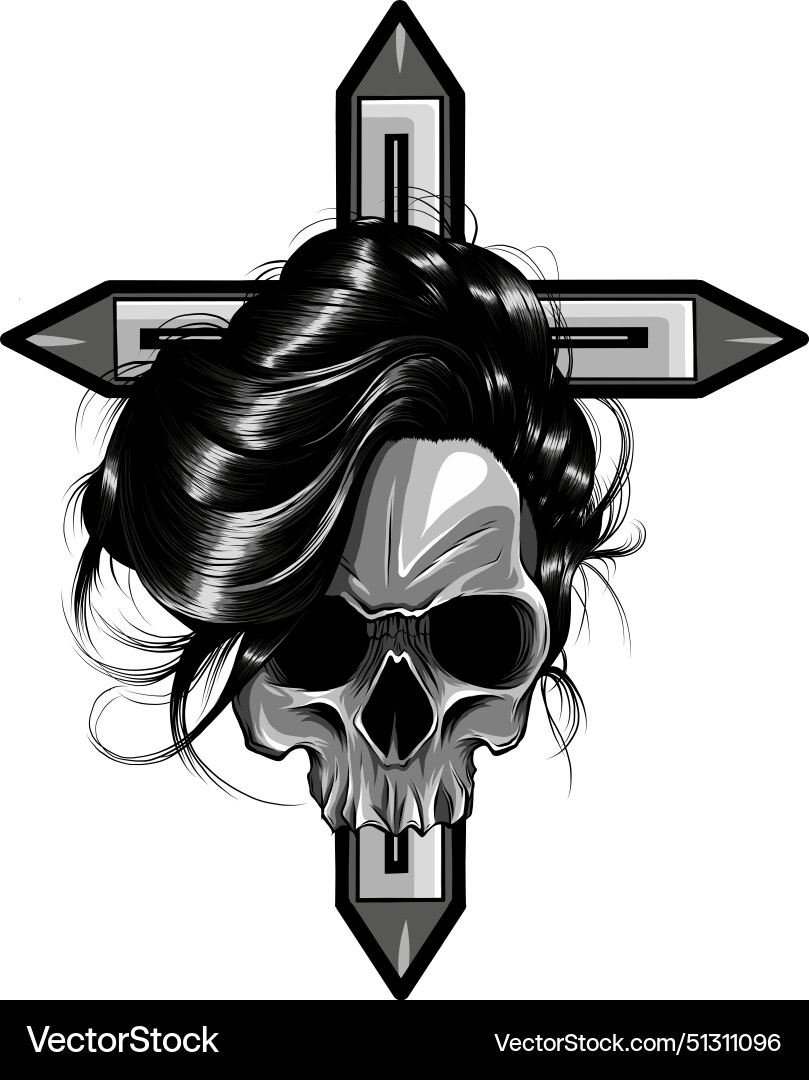 Monochrome image of a cross decorated Royalty Free Vector