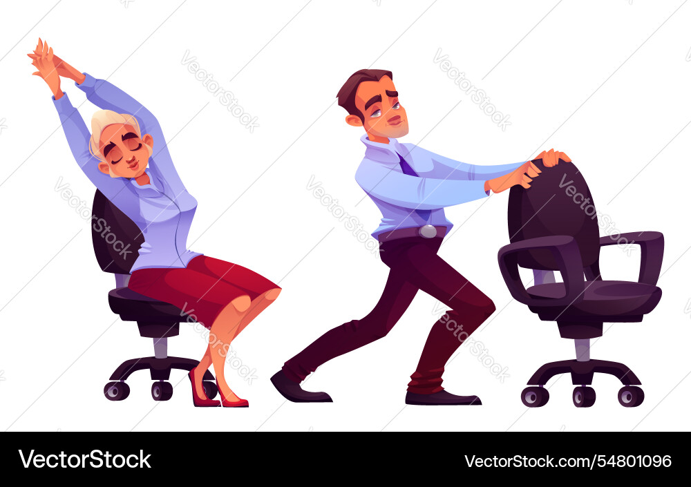 Office workers doing stretching exercises Vector Image