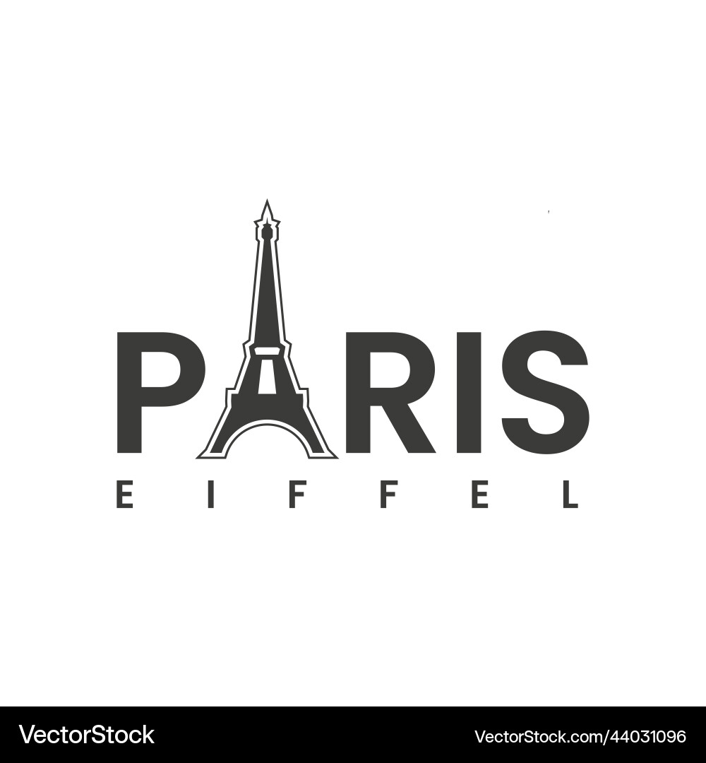 Paris word sign logo on letter a eiffel tower Vector Image