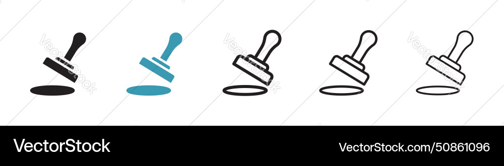 Rubber stamp icon set approval seal authority Vector Image