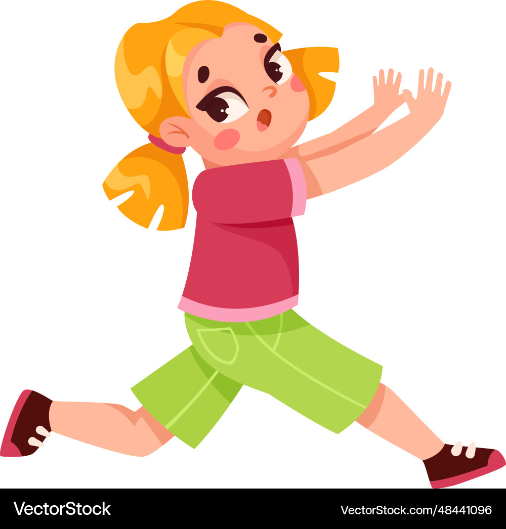 Cartoon Scared Girl Running Out