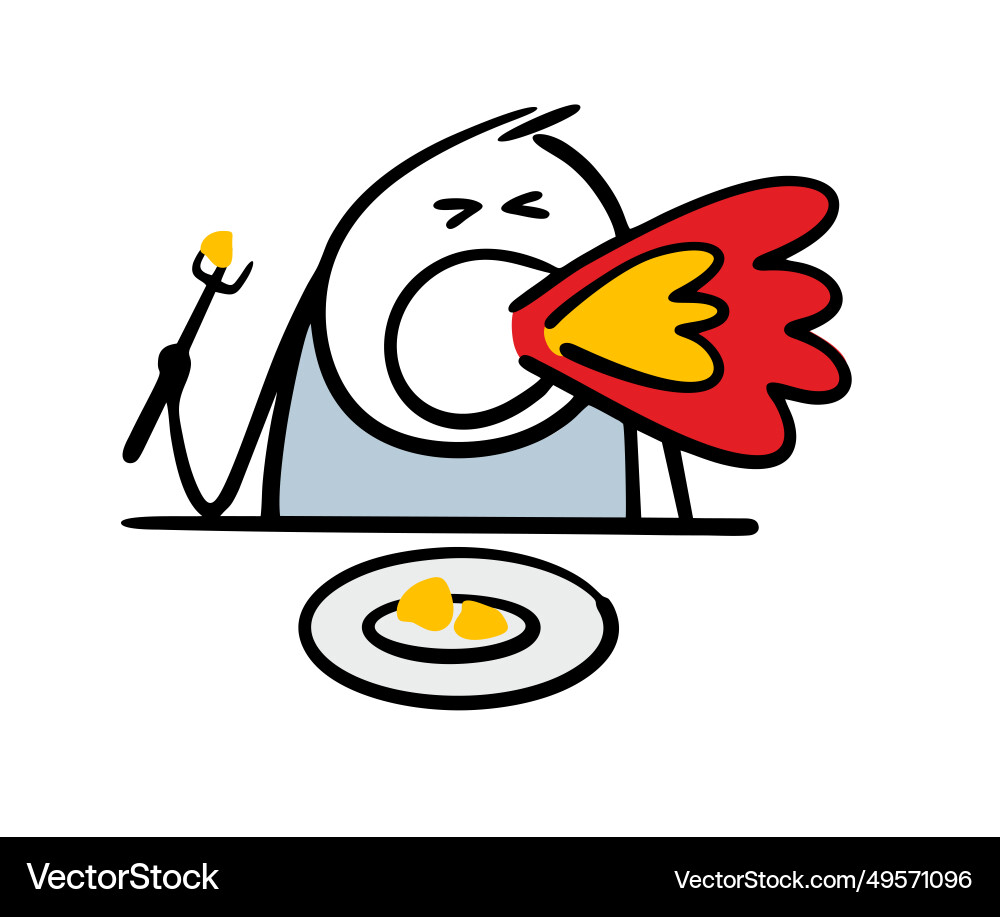 Unfortunate stickman is sitting at the table Vector Image