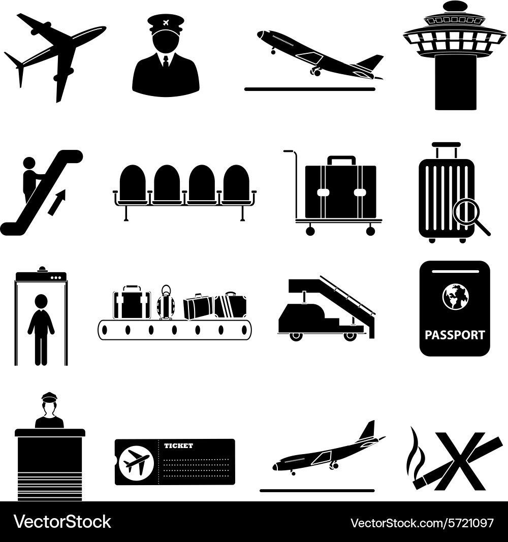 Airport icons set Royalty Free Vector Image - VectorStock