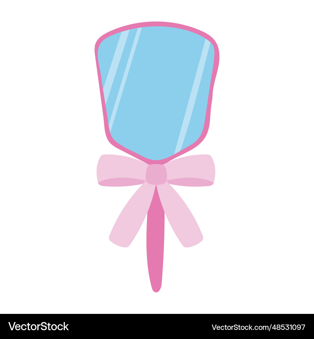 Beautiful pink hand mirror with ribbon Royalty Free Vector