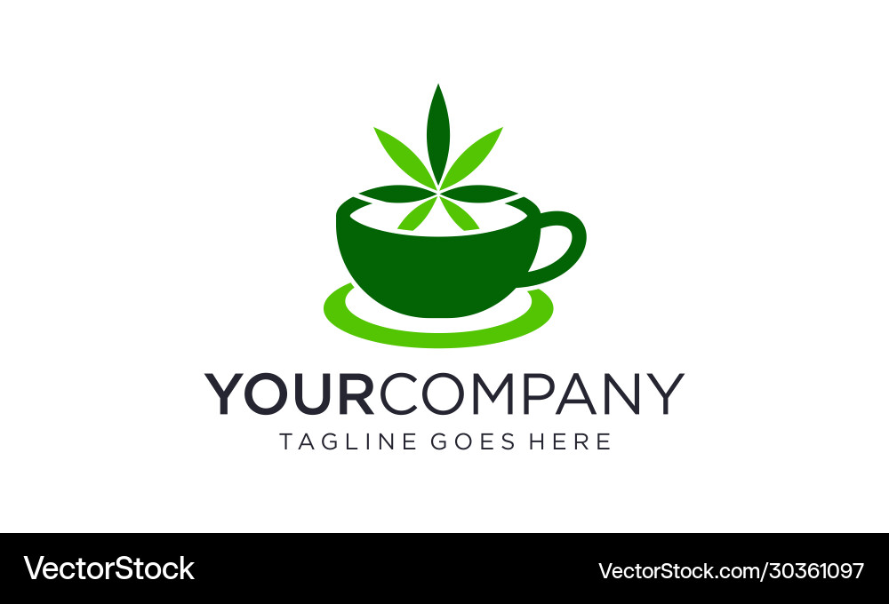 Cannabis tea logo design concept Royalty Free Vector Image
