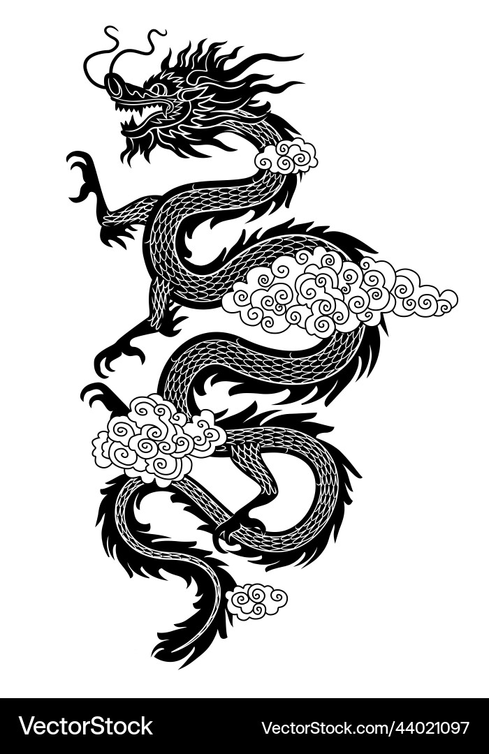 Chinese Dragon Silhouette Royalty Free Vector Image