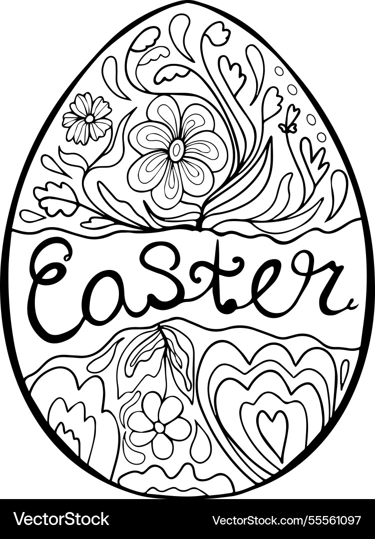 Easter egg doodle style happy hand drawn Vector Image