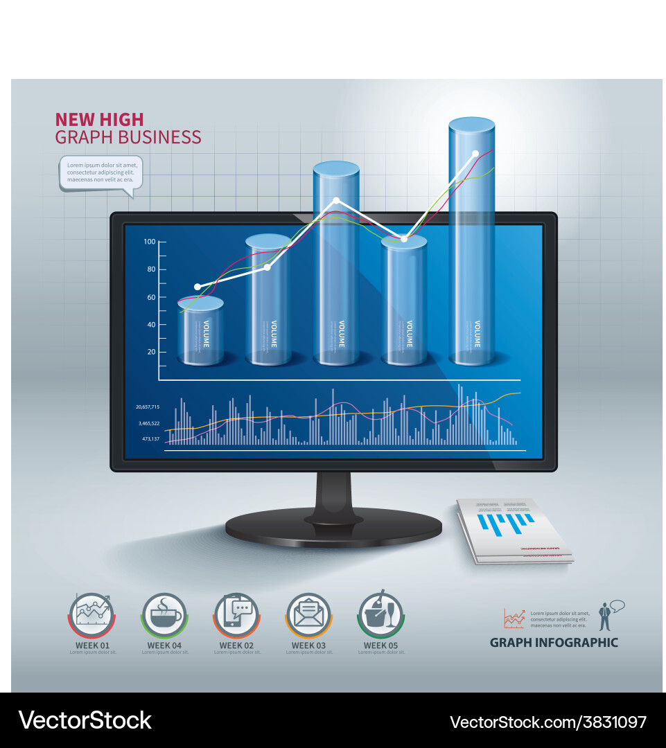 High graph success business Royalty Free Vector Image