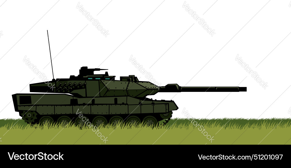 Leopard 2 main battle tank in a field Royalty Free Vector