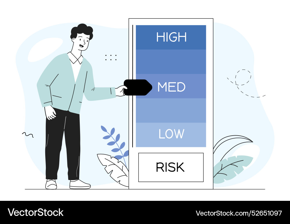 Man with risk management young guy assesses Vector Image