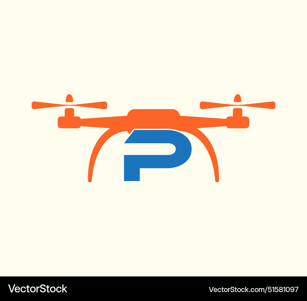 P letter drone logo Royalty Free Vector Image - VectorStock