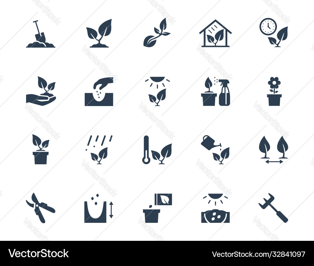 Plant Growth & Cultivation Icons Royalty Free Vector